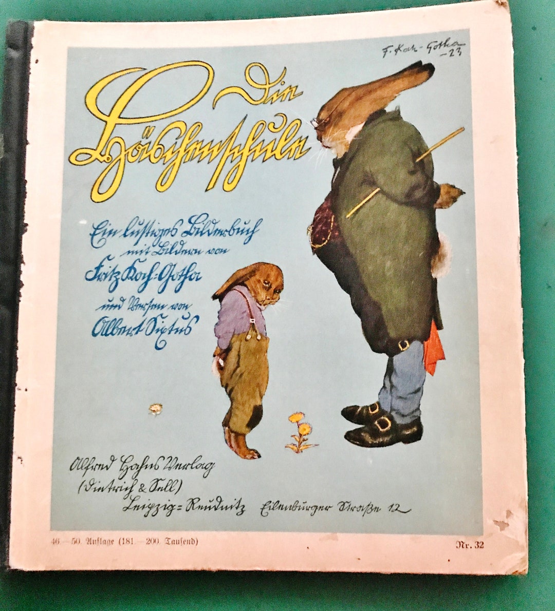 1920s OLD GERMAN CHILDREN Book, Haschenschule, Rabbit School, Bunnies ...