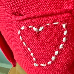 Red Purl Knit Austrian DIRNDL TRACHTEN SWEATER, 38=8, Pewter Buttons ...