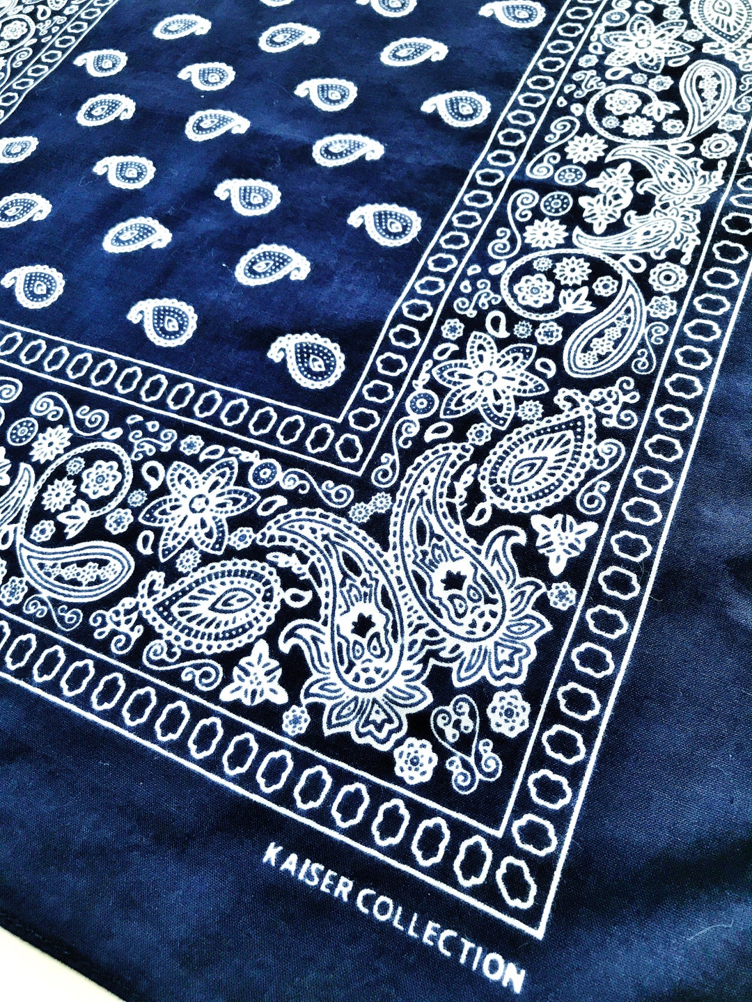 Dark Blue PAISLEY BANDANA, Navy Cotton Bandana, Kaiser Collection ...
