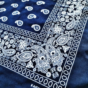 Dark Blue PAISLEY BANDANA Navy Cotton Bandana Kaiser - Etsy