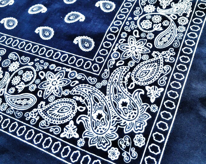 Dark Blue PAISLEY BANDANA, Navy Cotton Bandana, Kaiser Collection ...