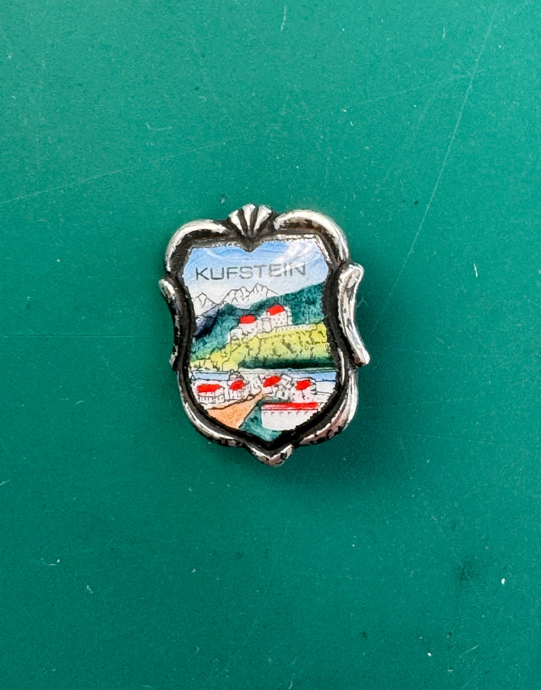 SILVER & ENAMEL GERMAN Hat Pin, Kufstein Souvenir Pin, Tyrol Austria ...