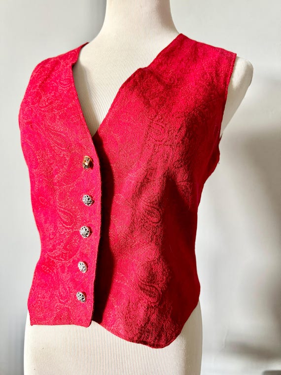Woven PAISLEY TRACHTEN DIRNDL Vest, Cherry Red, Trach… - Gem