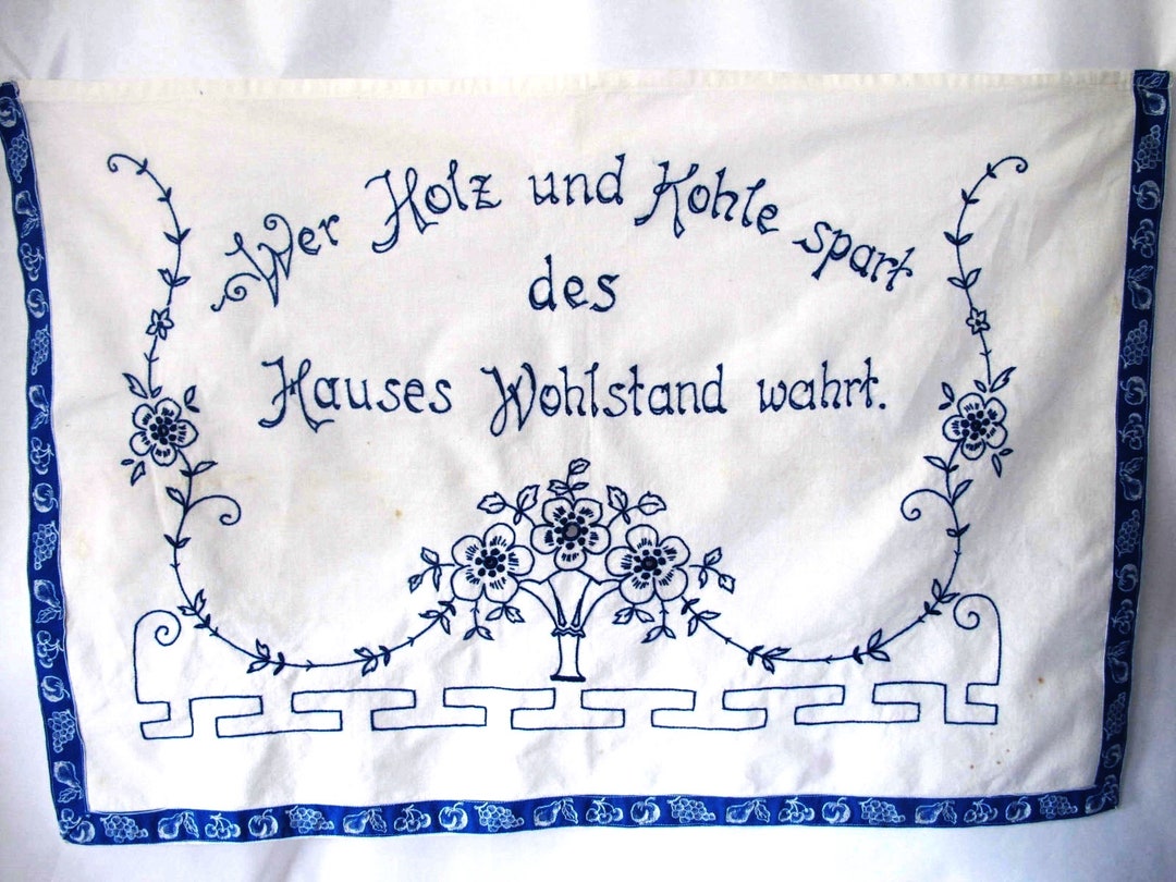 28x19 HAND EMBROIDERED AUSTRIAN Viennese Textile Wall - Etsy