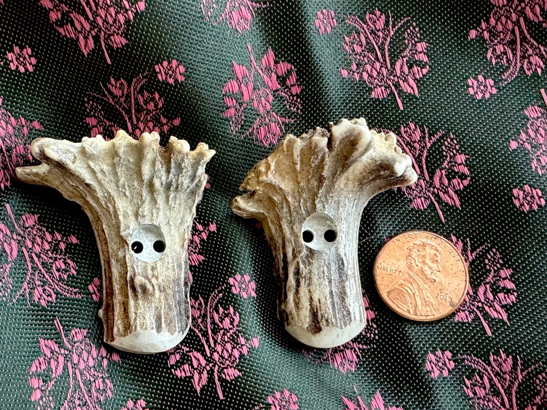 Matched Alpine STAG HORN LAPEL Buttons, 1 3/4" Tall, Austrian/bavarian ...