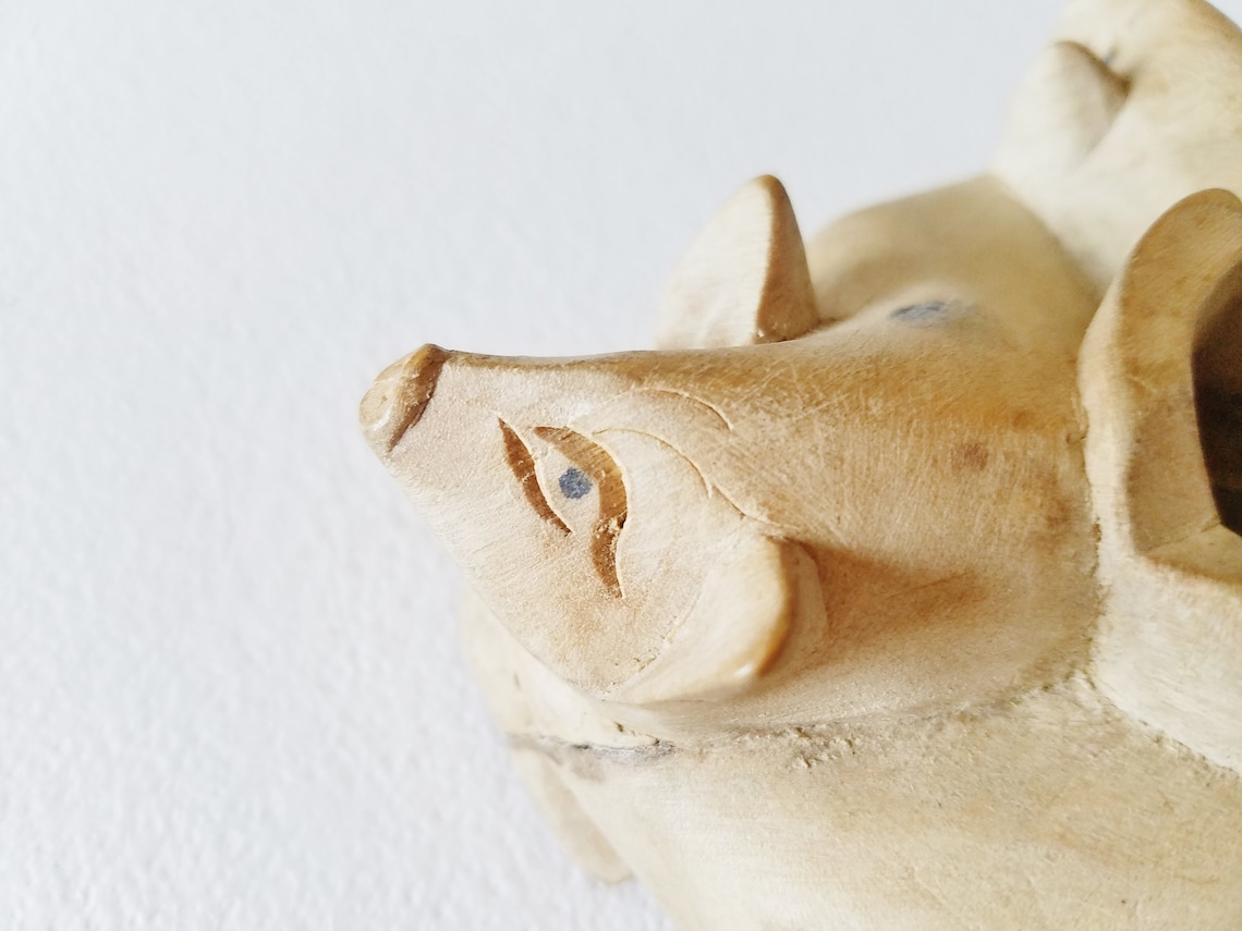 PIG WOOD Carving 4 Piglets Farm Animal Hand Made Sculpture - Etsy
