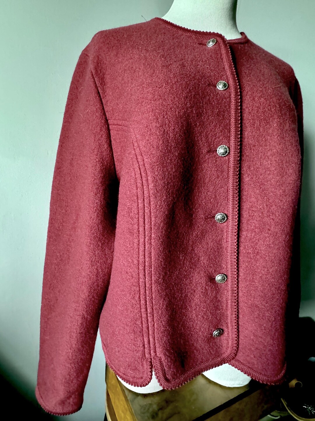 Sz 16 BOILED WOOL GEIGER Jacket, Made in Austria, Dusty Berry, Trachten ...