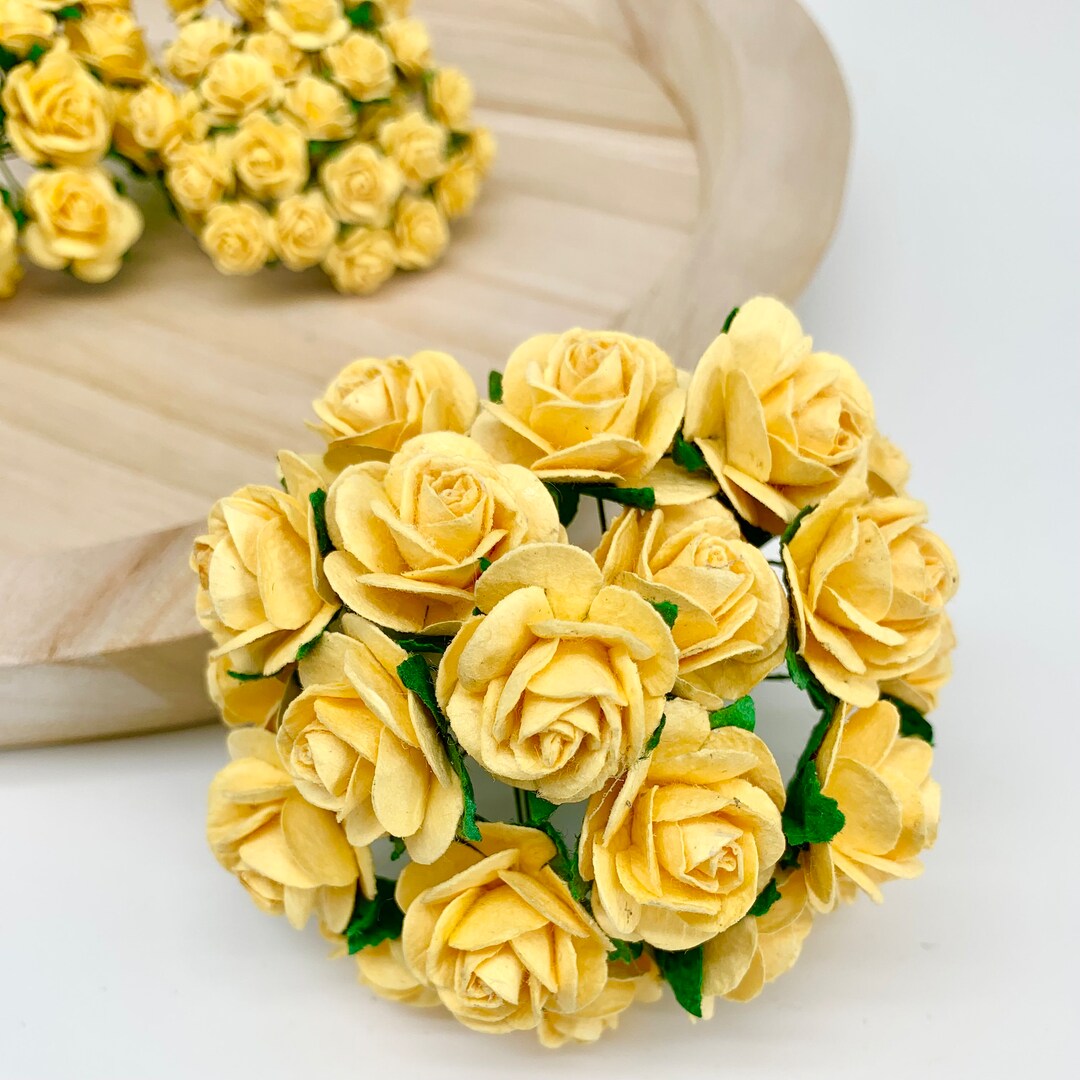 20 X Mulberry Paper Flowers Open Roses - 10mm, 15mm, 20mm or 25mm ...