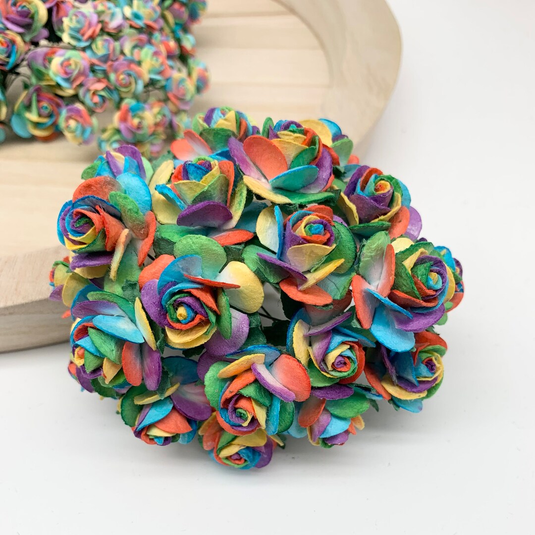 20 X Mulberry Paper Flowers Open Roses - 10mm, 15mm, 20mm or 25mm ...