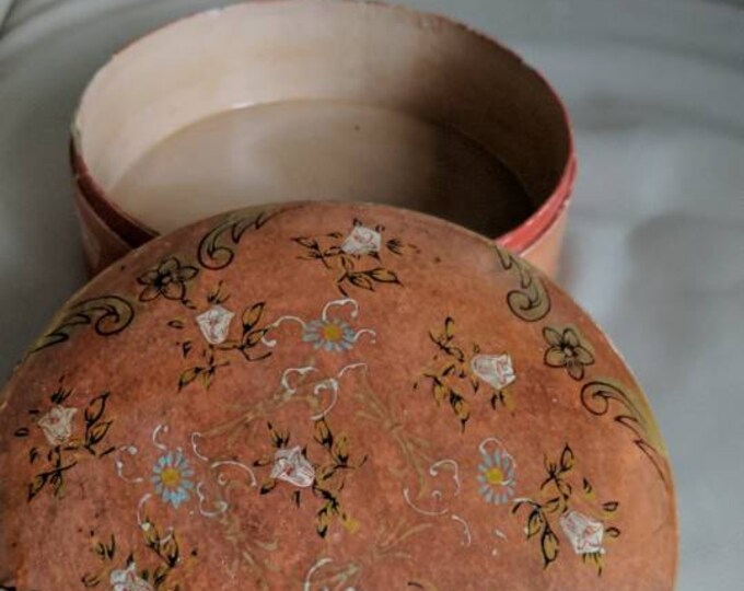 Vintage Paper-mache Round Box With Hand Painters Accents, CK Made in ...