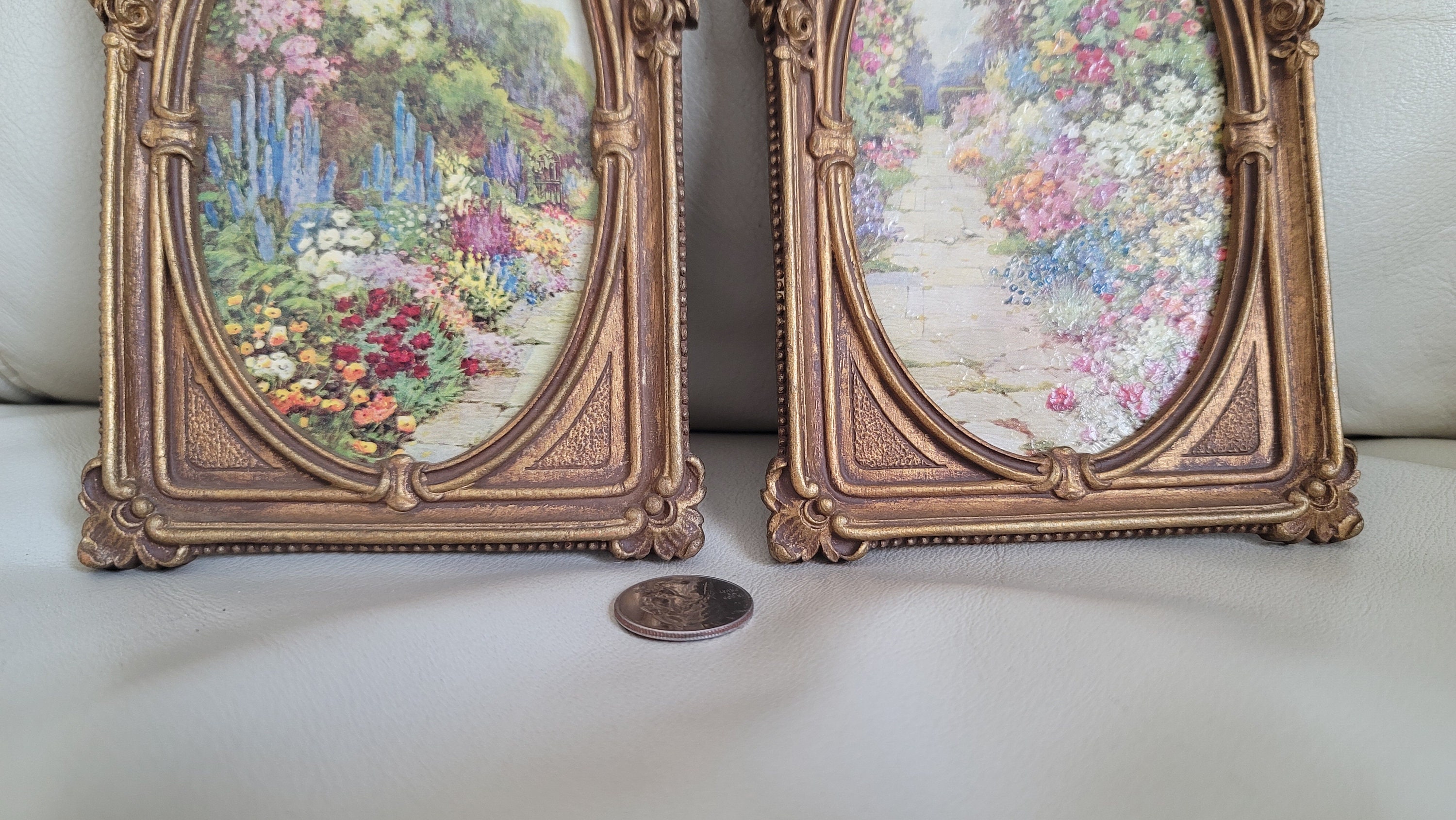 Vintage Syroco Wood Oleograph Floral Prints in an Ornate Wooden Frames ...