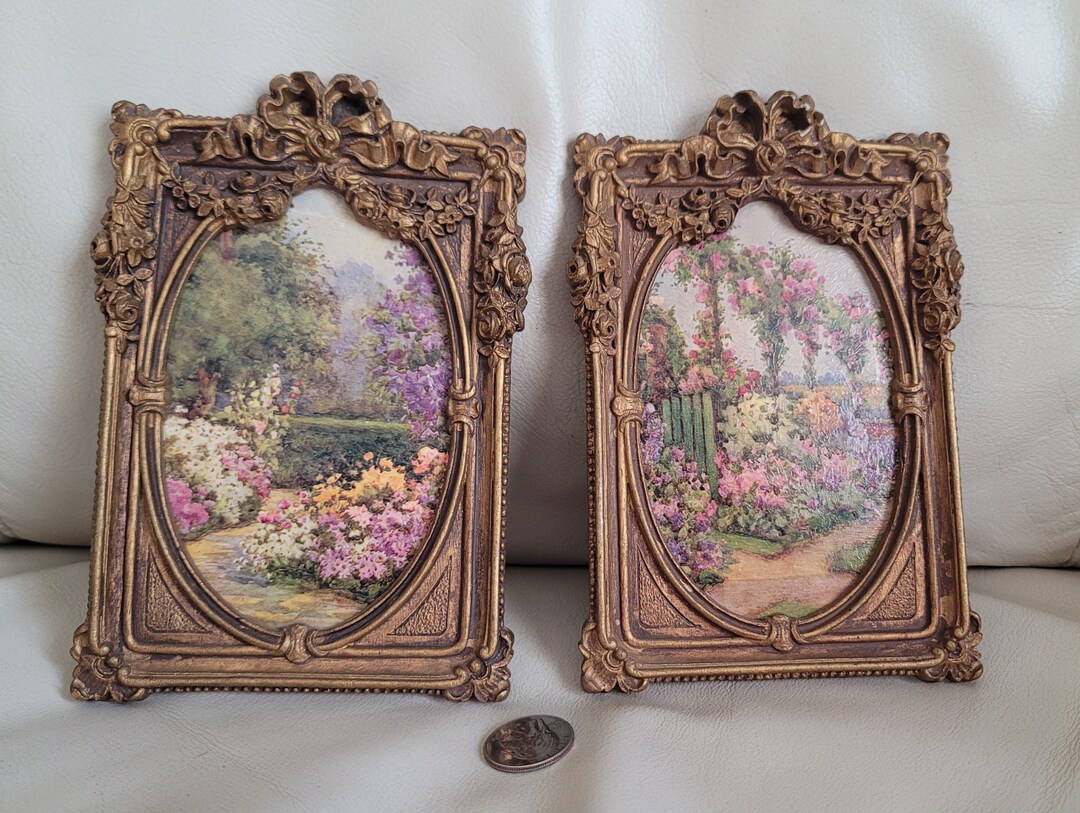 Syroco Wood Guilted Frames Floral Oleograph Wall Decor Set of - Etsy