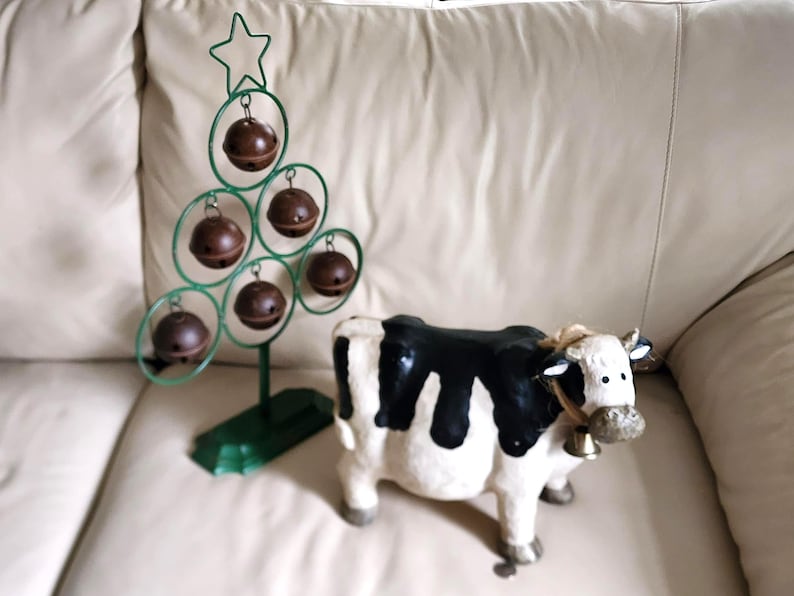 Vintage Pfaltzgraff Cow & Metal Christmas Tree With Bells, 1970s ...
