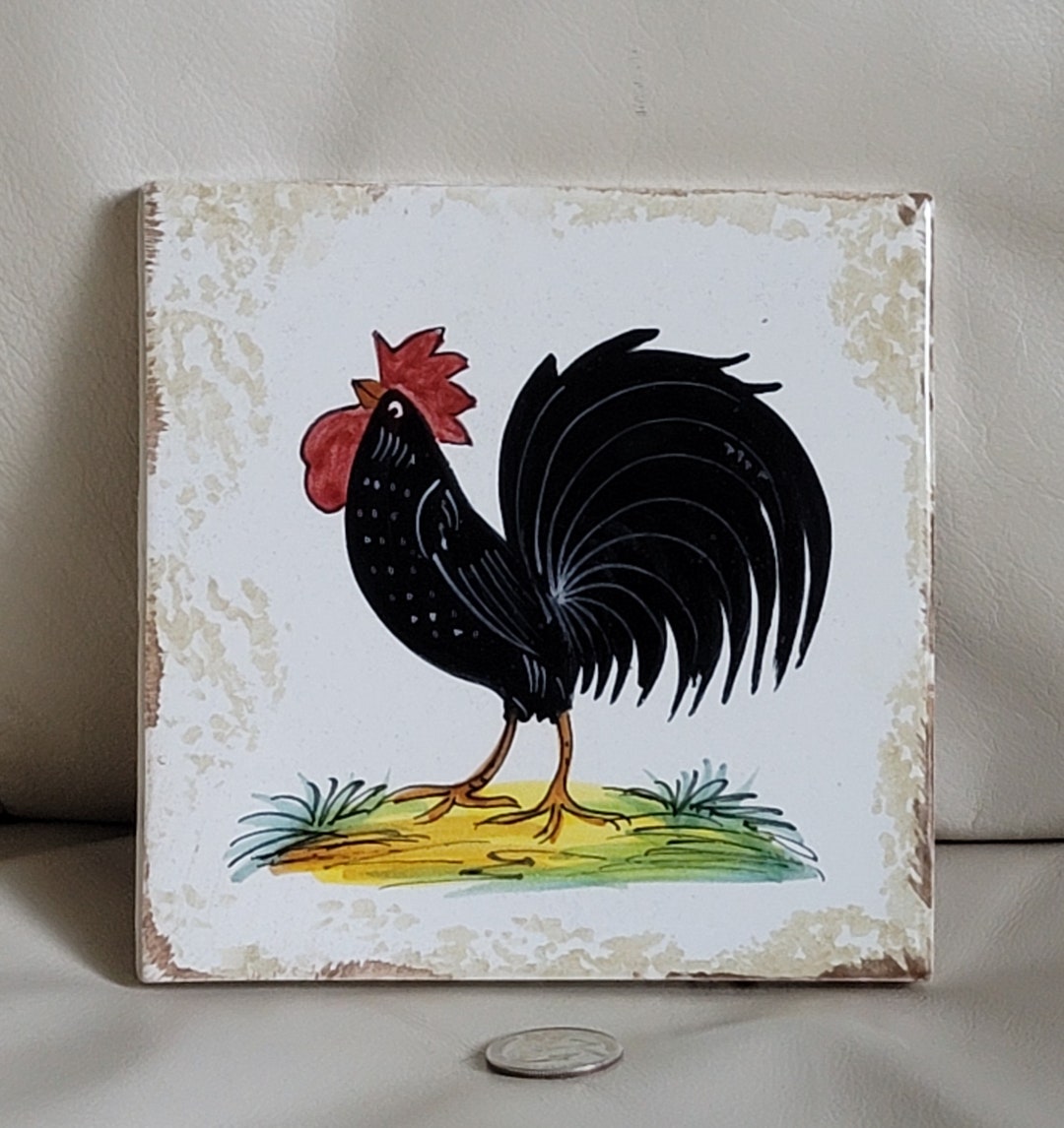Hand Crafted and Painted Rooster Tile Italy, Geometrie Greve in Chanti ...