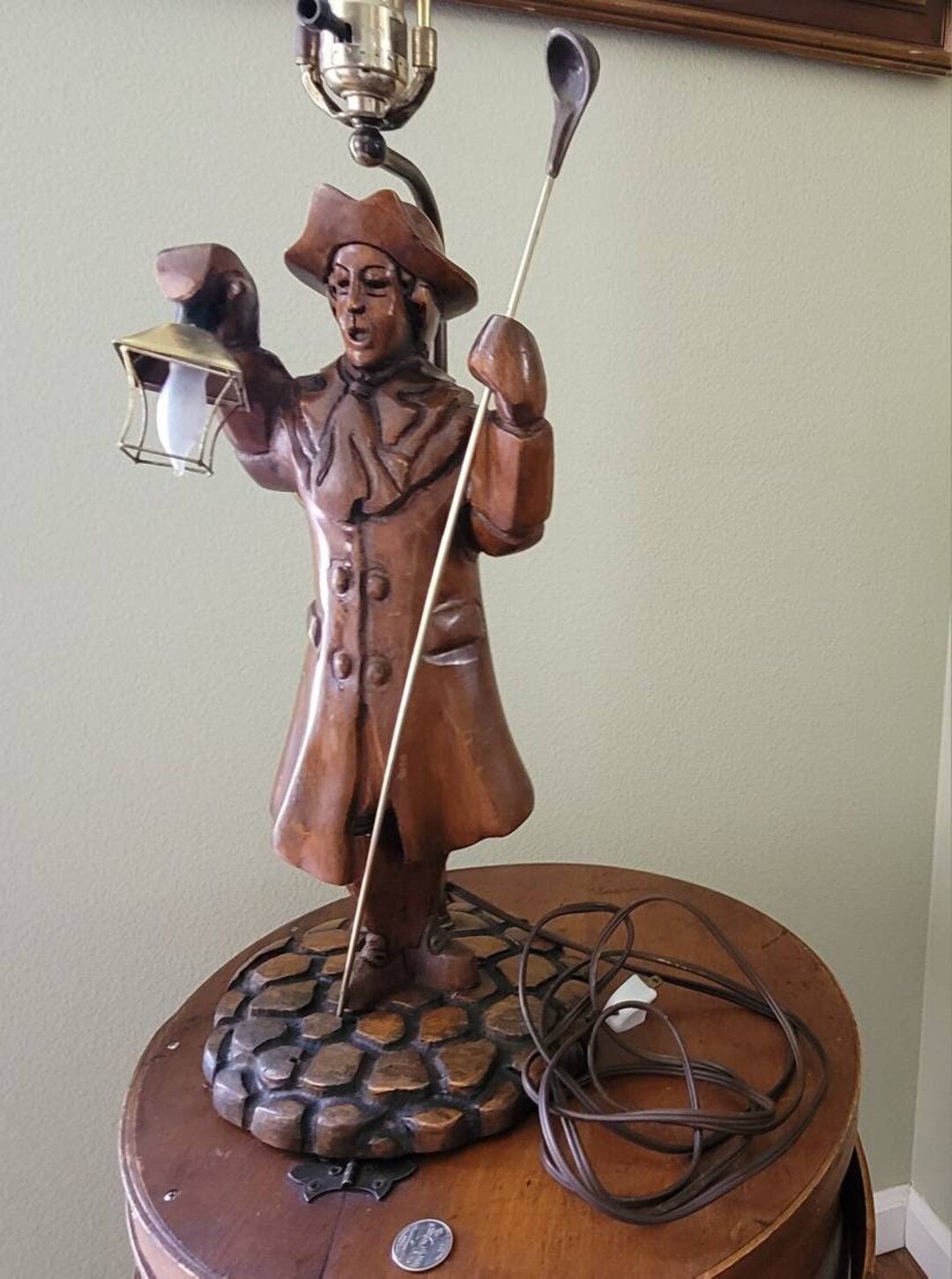 Vintage Wood Carving Lantern Worker, Leeries, 27 Tall Table Lamp, 2 ...