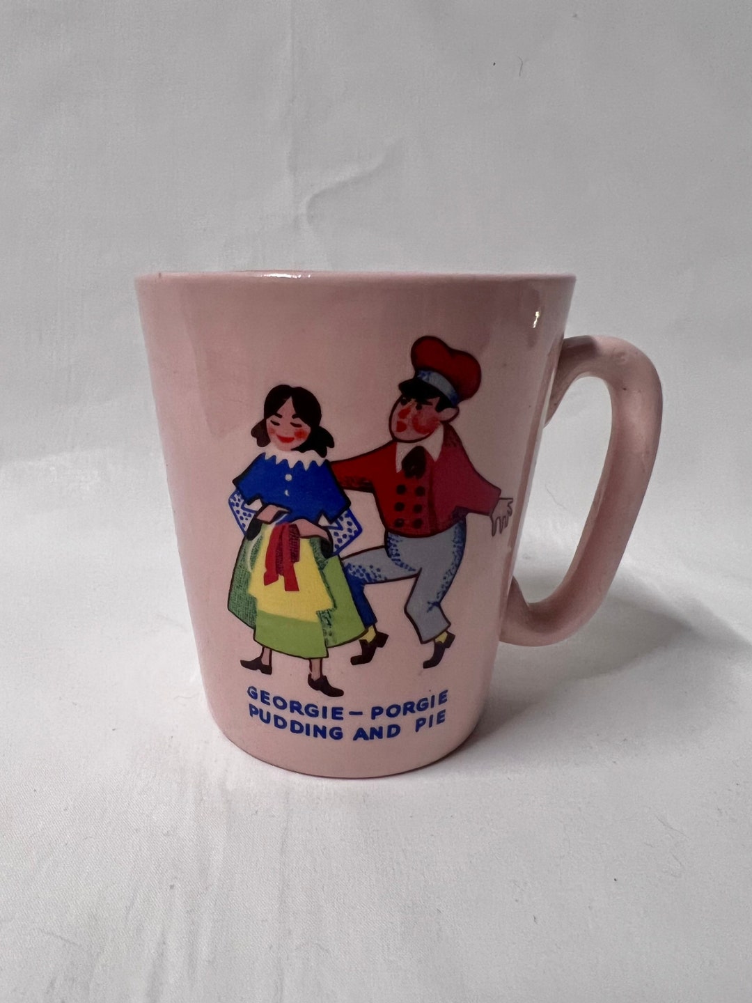 Vintage 1950s Baby Pink Kids Mug, Georgie Porgie Mug. Kitsch, Nursery ...
