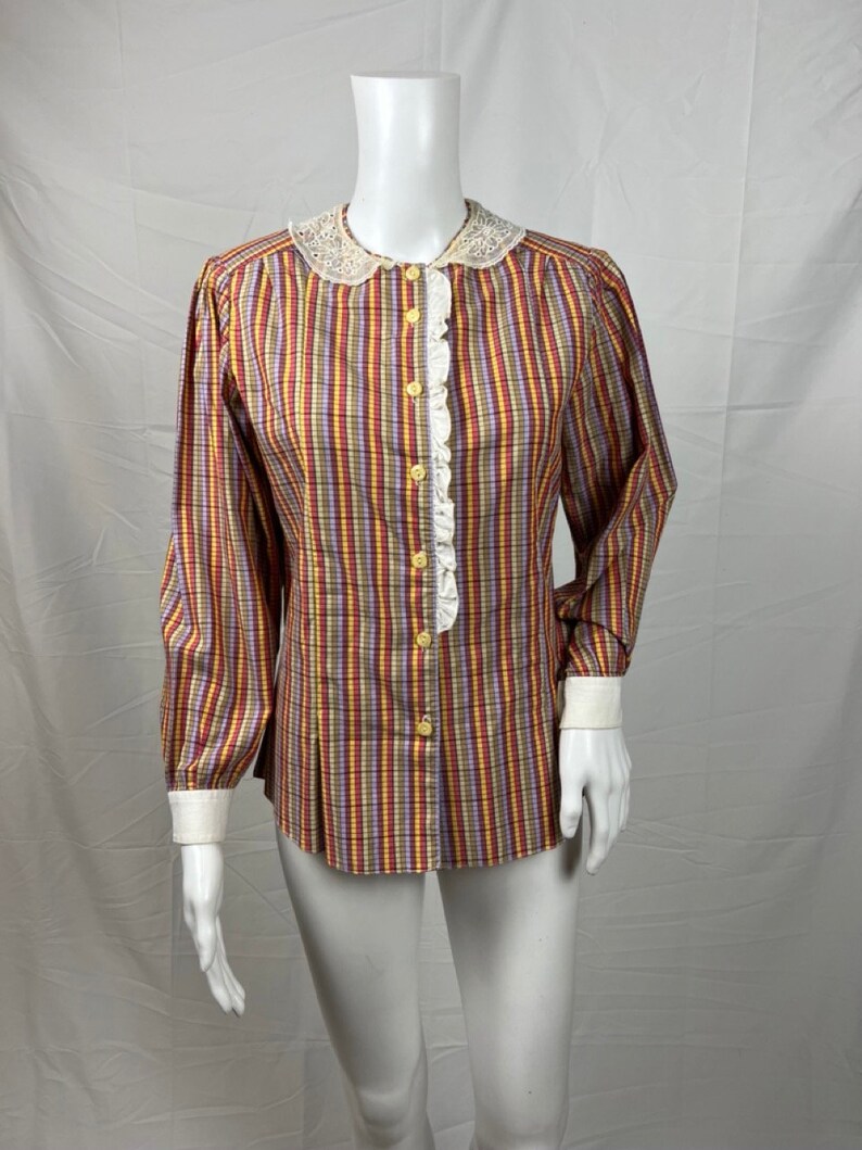 Vintage 1970s Cheque Shirt, Cute Ruffle Check Shirt - Etsy UK