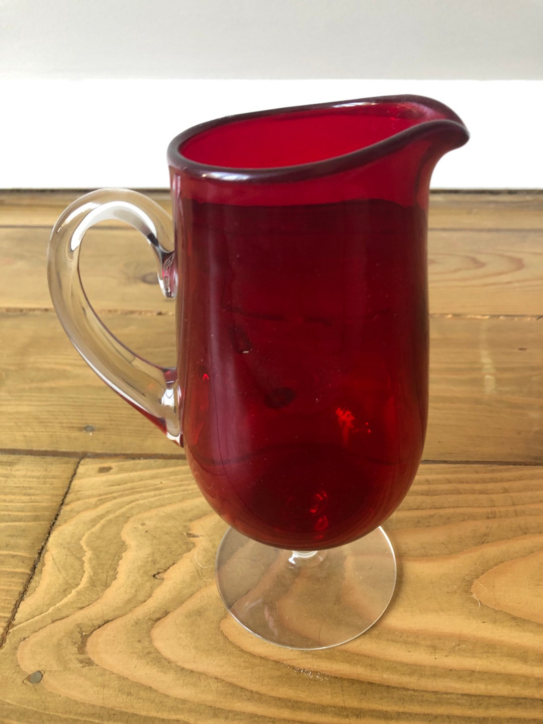 Vintage 1970s Iconic Red Glass Jug - Etsy
