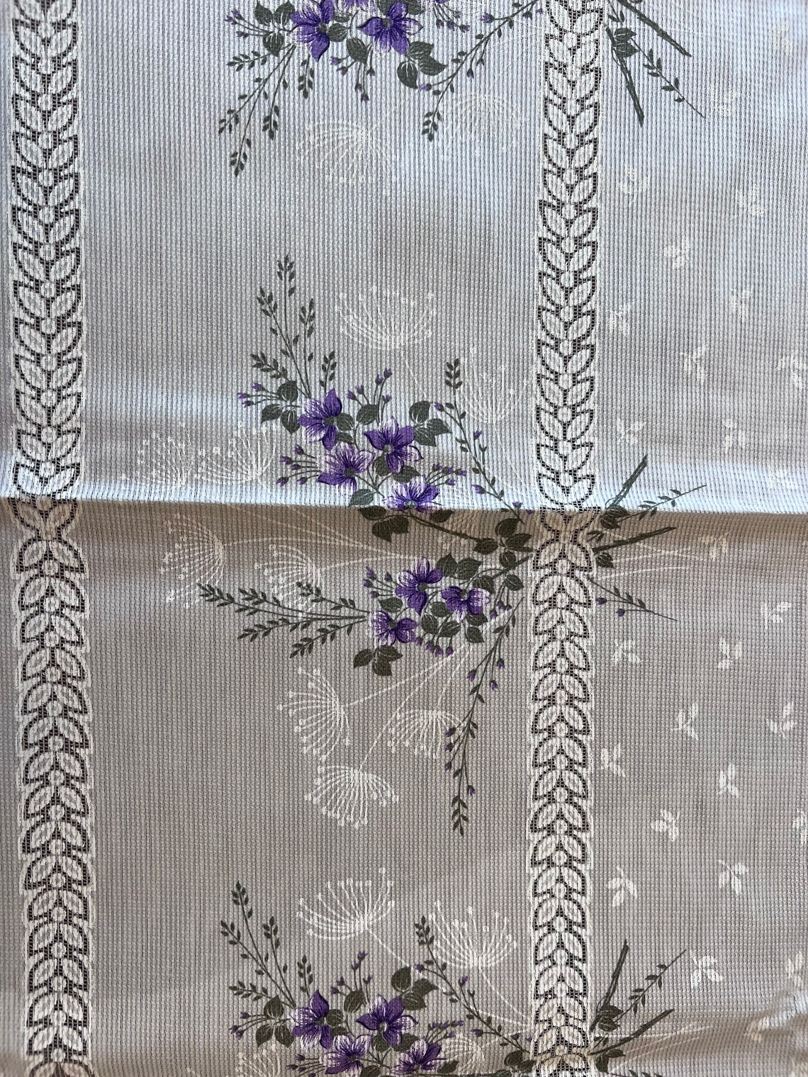 Vintage 1970s Violet Floral Tablecloth, Extra Large Vinyl Tablecloth ...