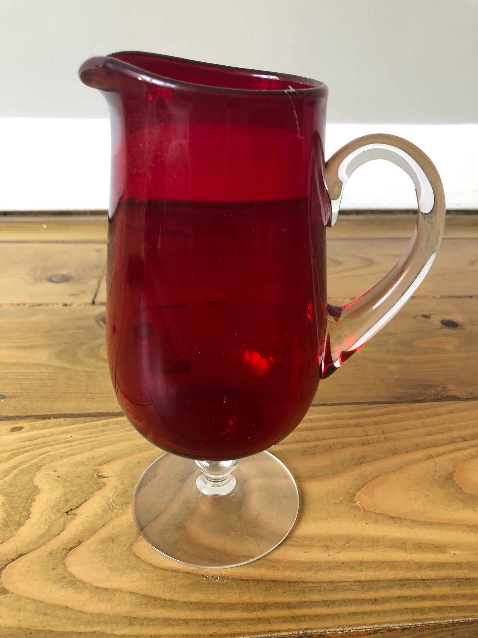 Vintage 1970s Iconic Red Glass Jug - Etsy