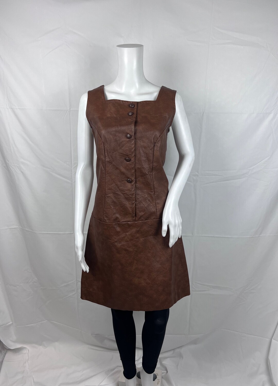 Vintage 1970s Tan Brown Leather Tunic Dress, Lightweight Tunic Dress ...