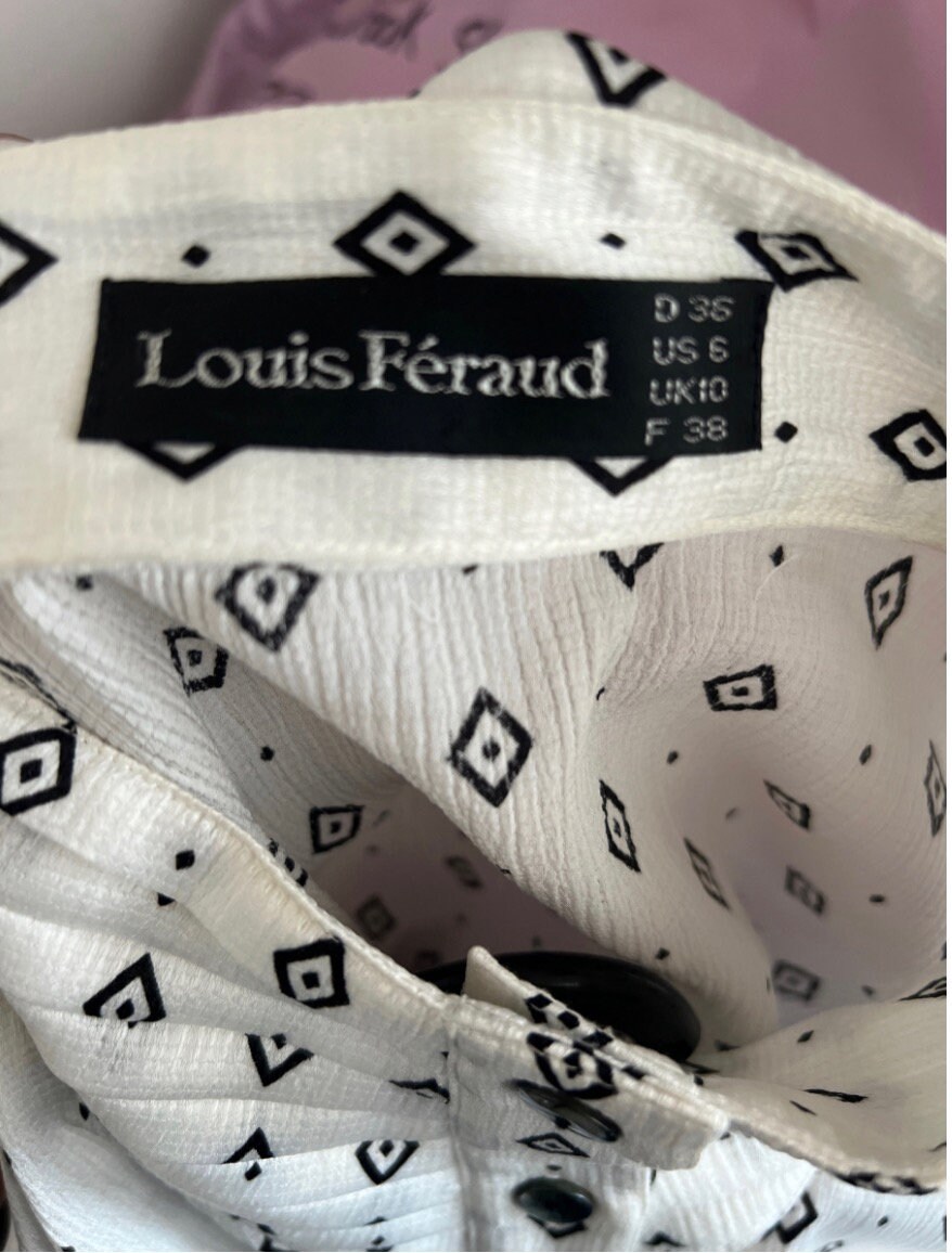 Vintage Louis Feraud White Silk Nshirt, Abstract Pattern, 1980s, High ...