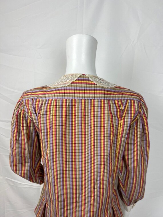 Vintage 1970s Cheque Shirt, Cute Ruffle Check Shirt - Gem