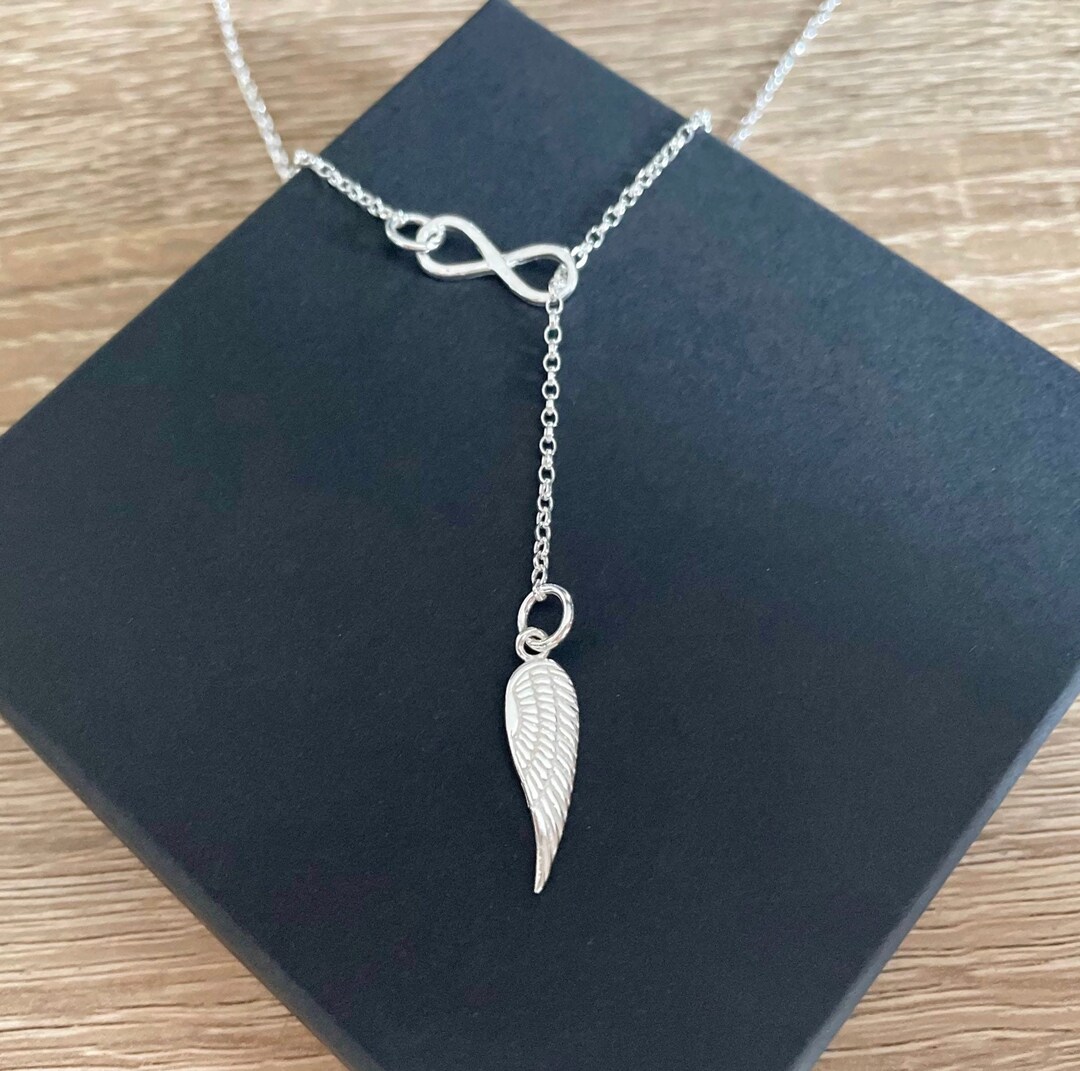 Infinity Angel Wing Lariat 'Y' Necklace, Sterling Silver, Angel Wing ...
