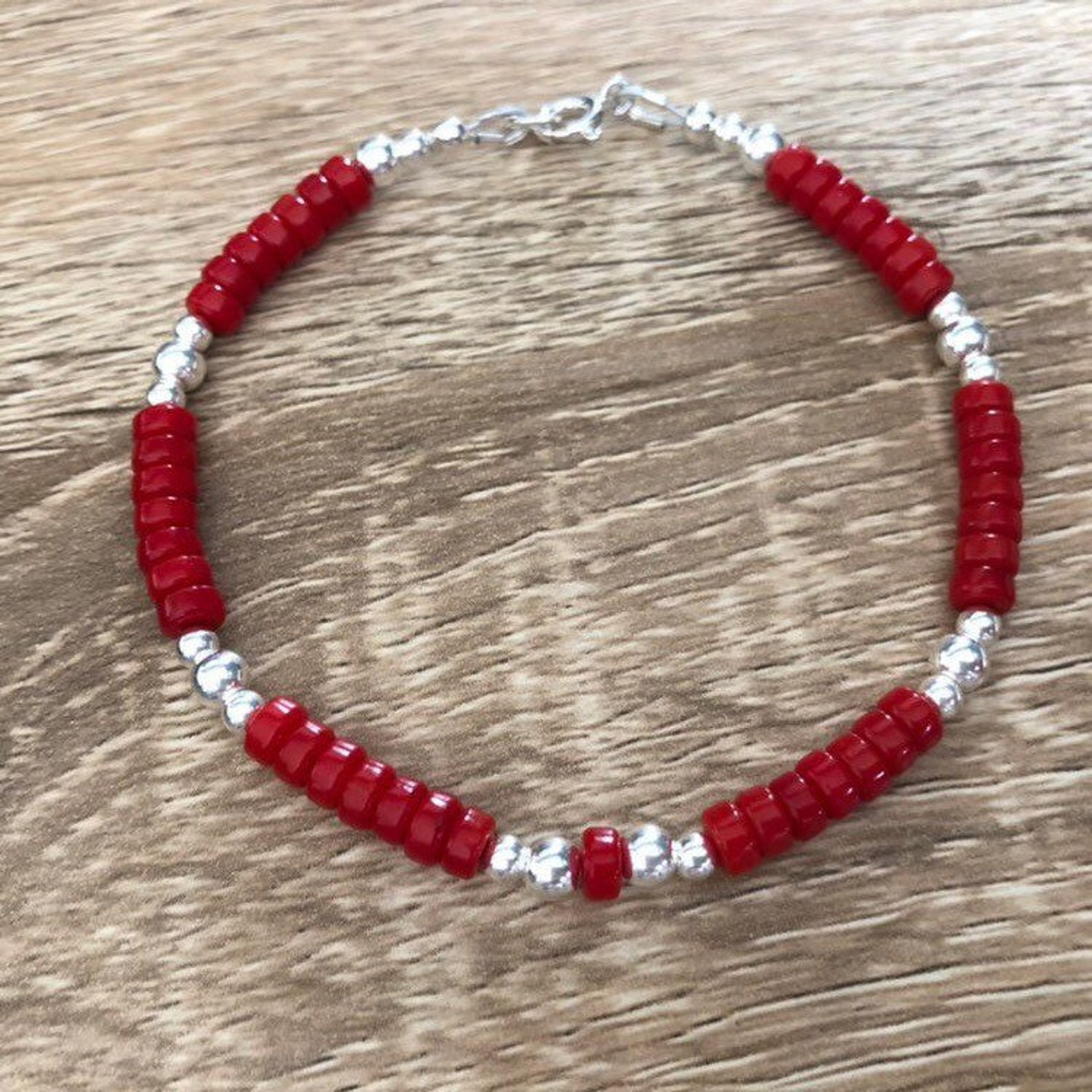 Red Coral Sterling Silver Bracelet Red Stone Jewellery Gift - Etsy UK