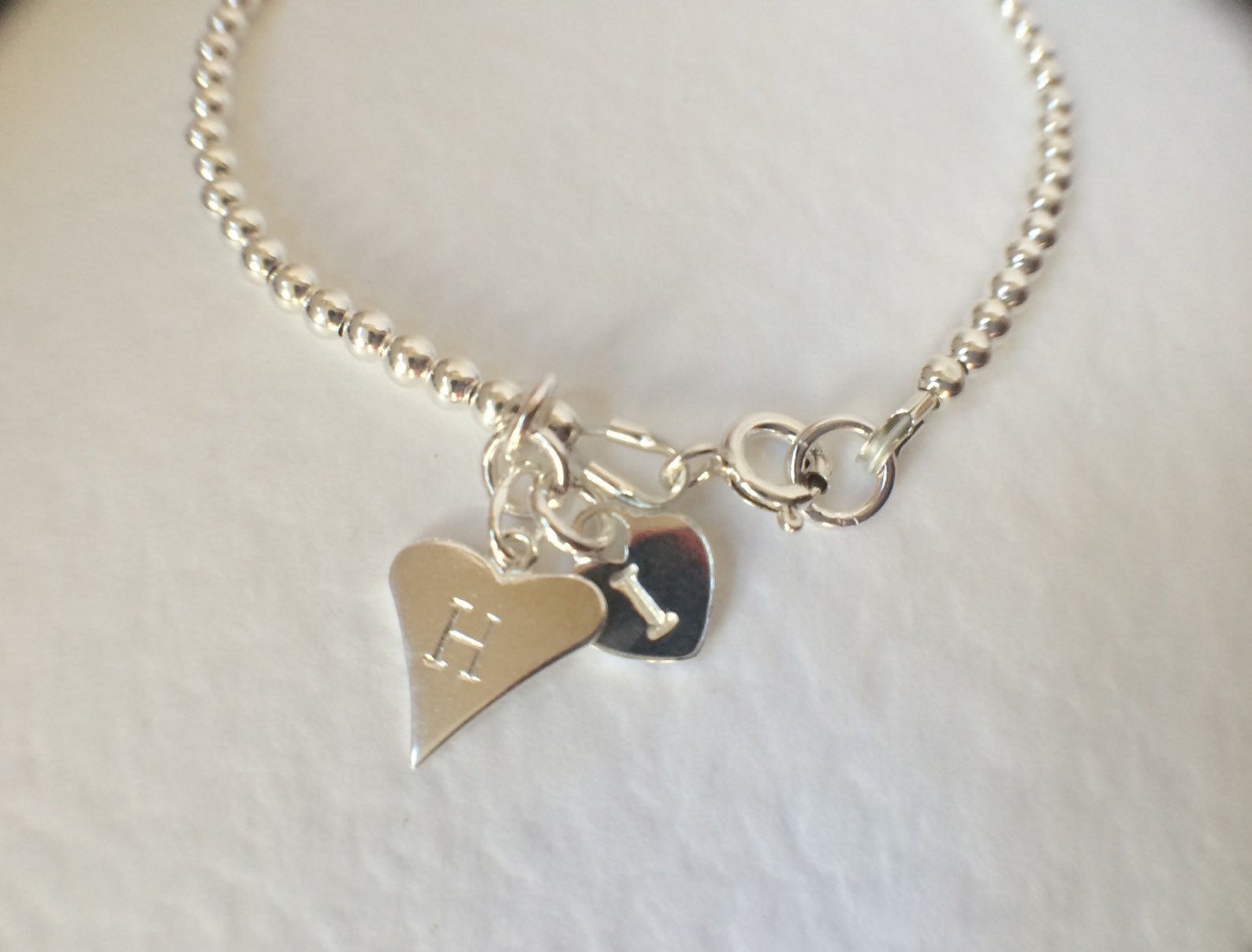 Sterling Silver Heart Charm Bracelet, Personalized Jewelry, Bridal ...