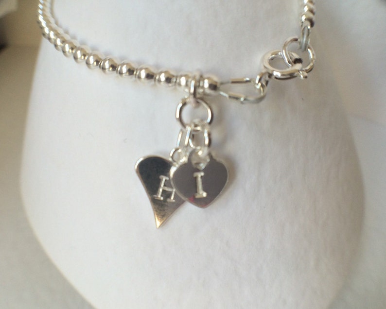 Sterling Silver Heart Charm Bracelet, Personalized Jewelry, Bridal ...