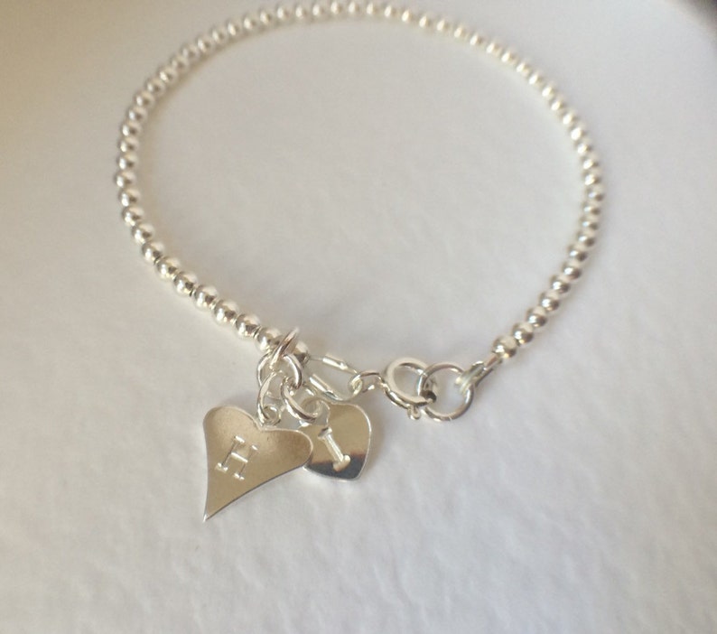 Sterling Silver Heart Charm Bracelet, Personalized Jewelry, Bridal ...