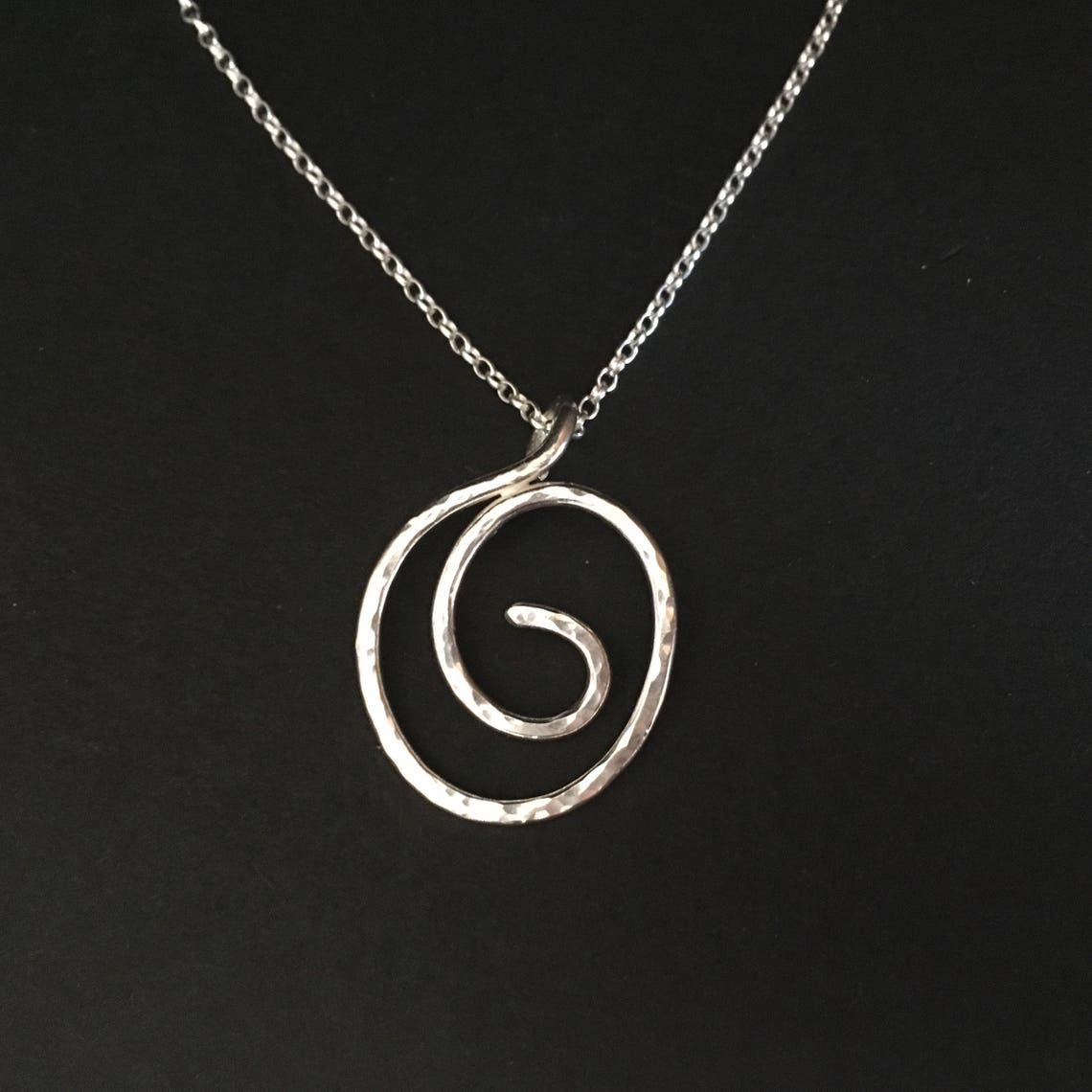 Sterling Silver Swirl Necklace 925 Silver Long Spiral | Etsy