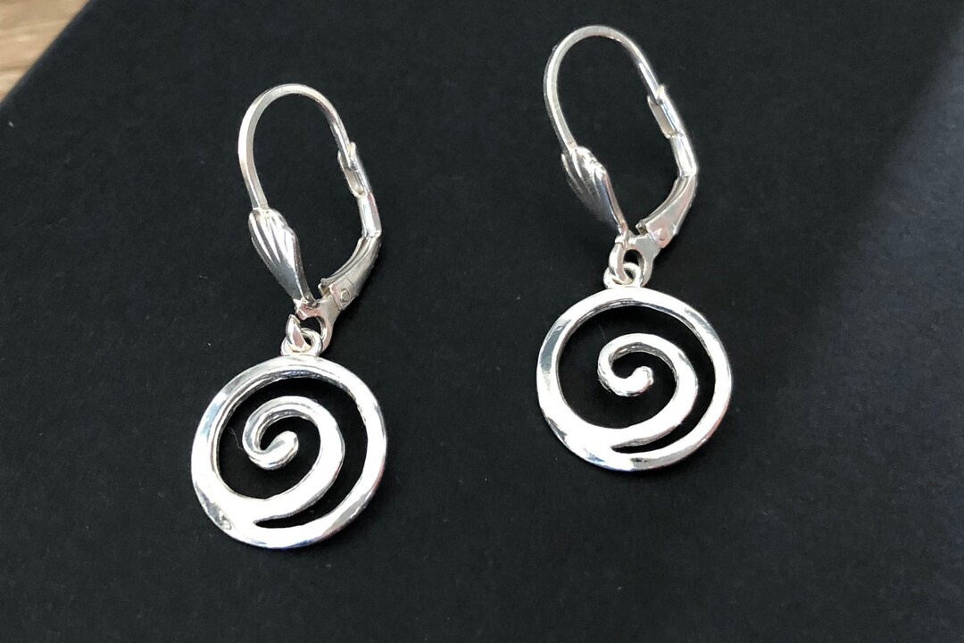 Sterling Silver Swirl Earrings: Minimalist Leverback Charms - Etsy