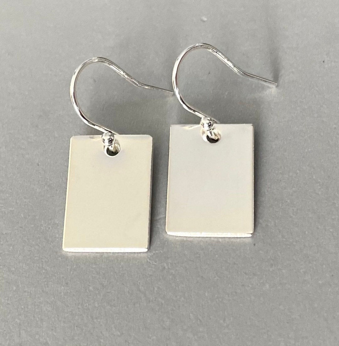 Sterling Silver Rectangular Earrings, Rectangle Dangle Earrings, - Etsy