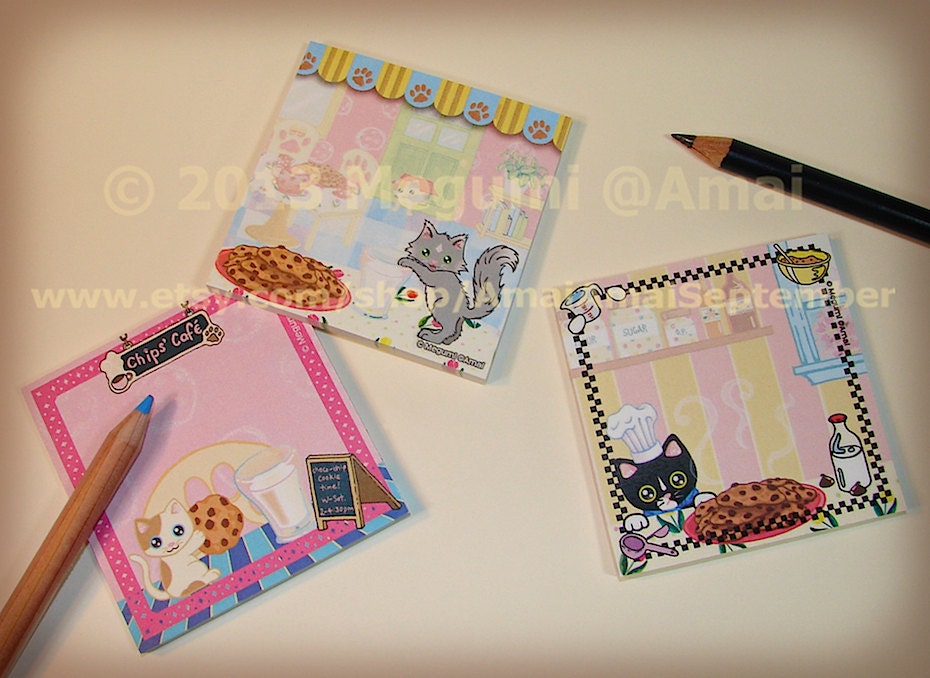 5 Designs 3x3 Kitties & Chocolate Chip Cookies Sticky - Etsy