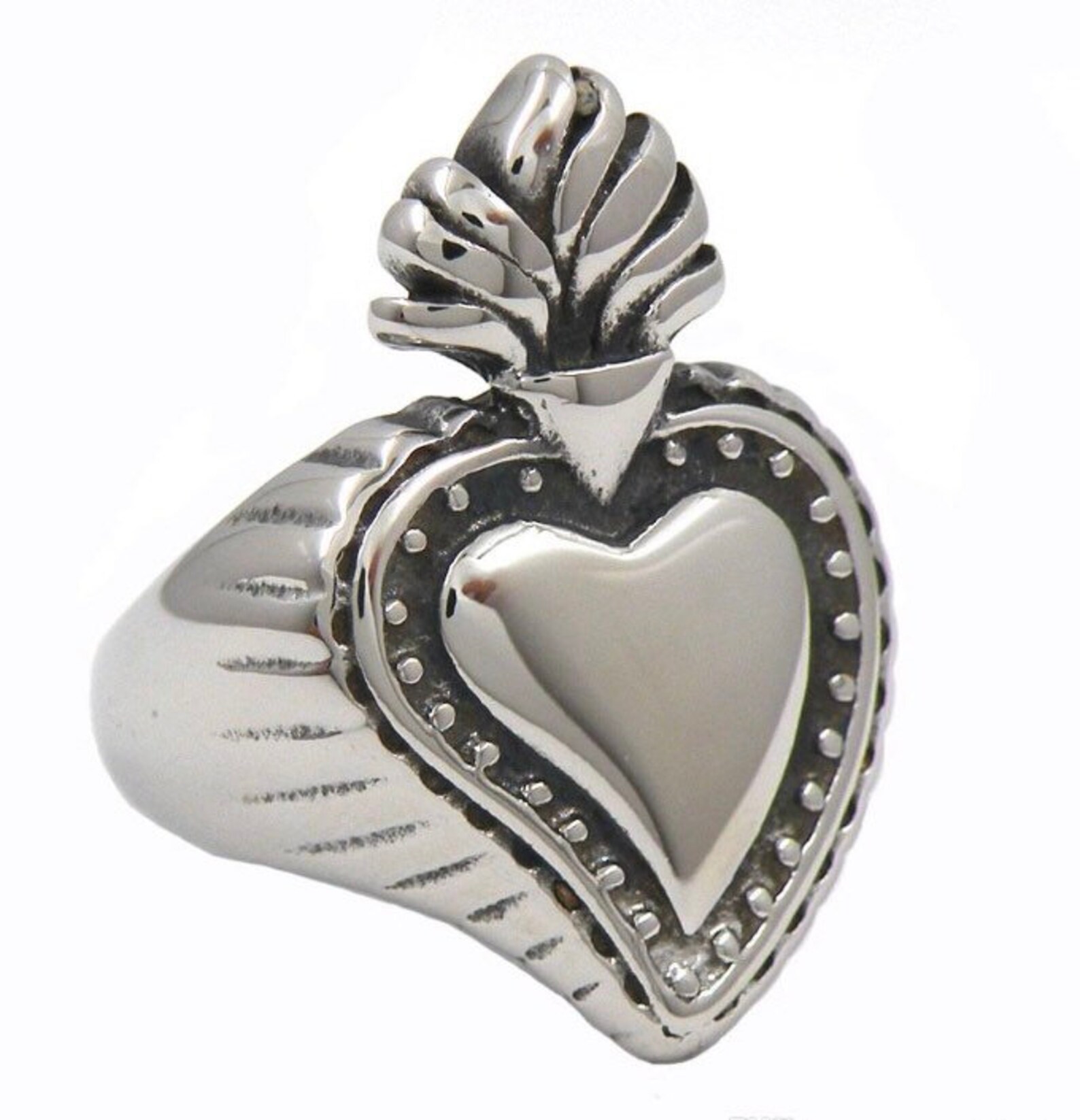 Stainless Sacred Heart Ring - Etsy