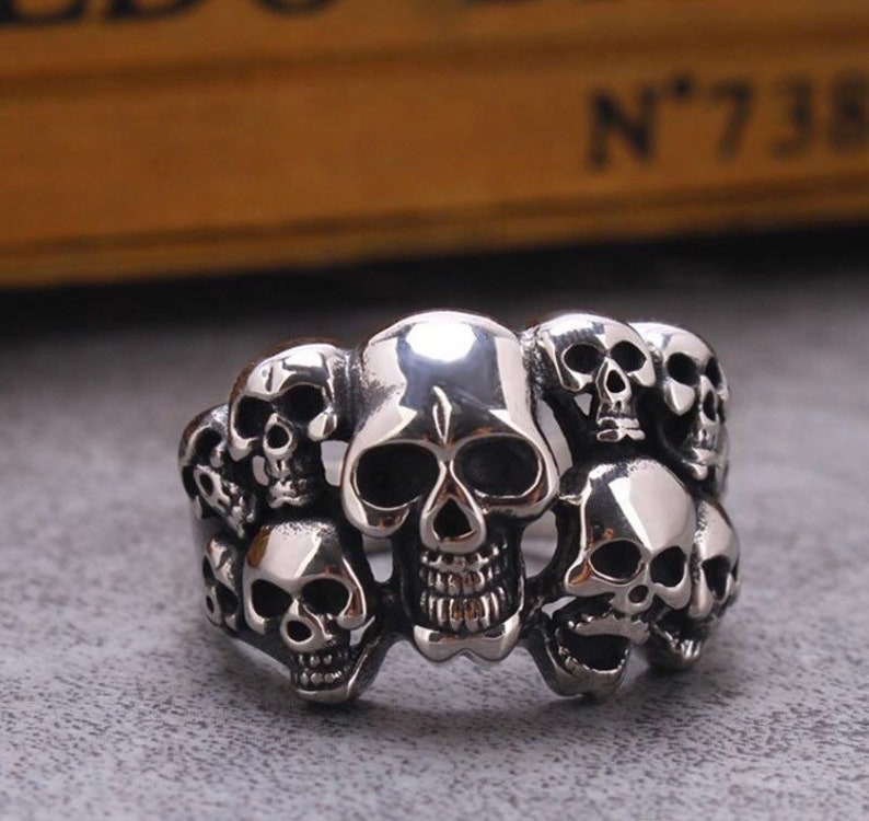Stainless Steel Skull Ring - Etsy