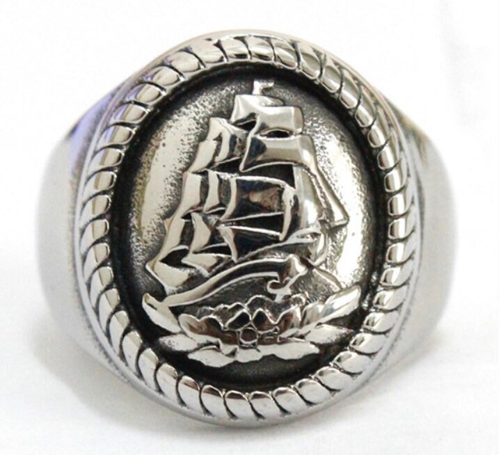 Stainless Steel Clipper Ship Ring | Etsy