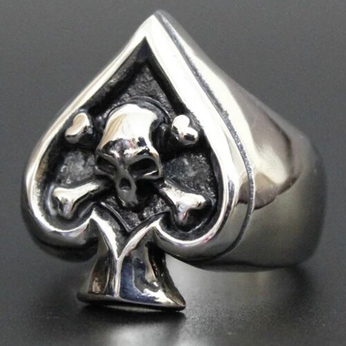 Ace of Spades Skull Ring 925 STERLING SILVER Skull & Bones - Etsy