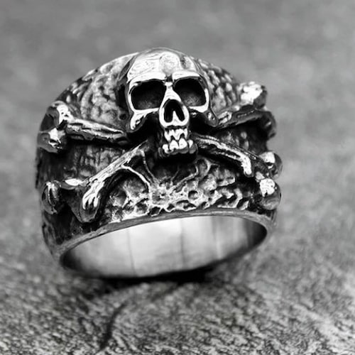 Diamond 13 Skull & Crossbones Ring .925 Solid Sterling Silver | Etsy