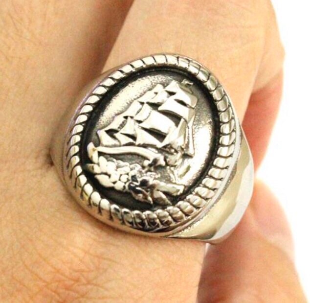 Stainless Steel Clipper Ship Ring | Etsy