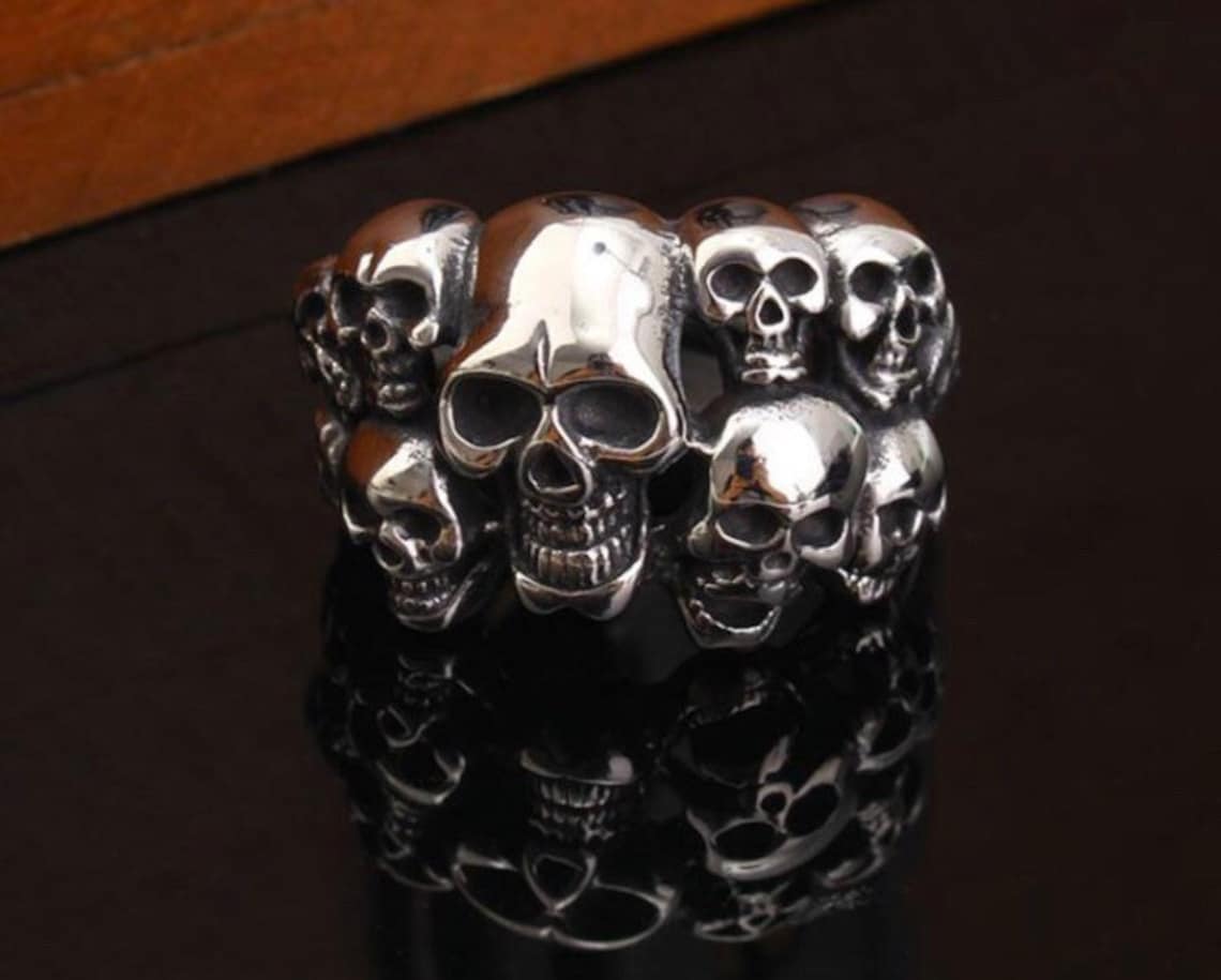 Stainless Steel Skull Ring - Etsy
