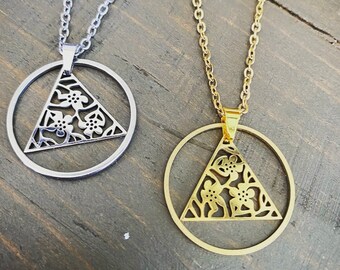 Sterling Silver Recovery Pendant Necklace. Handforged Triangle Pendant ...