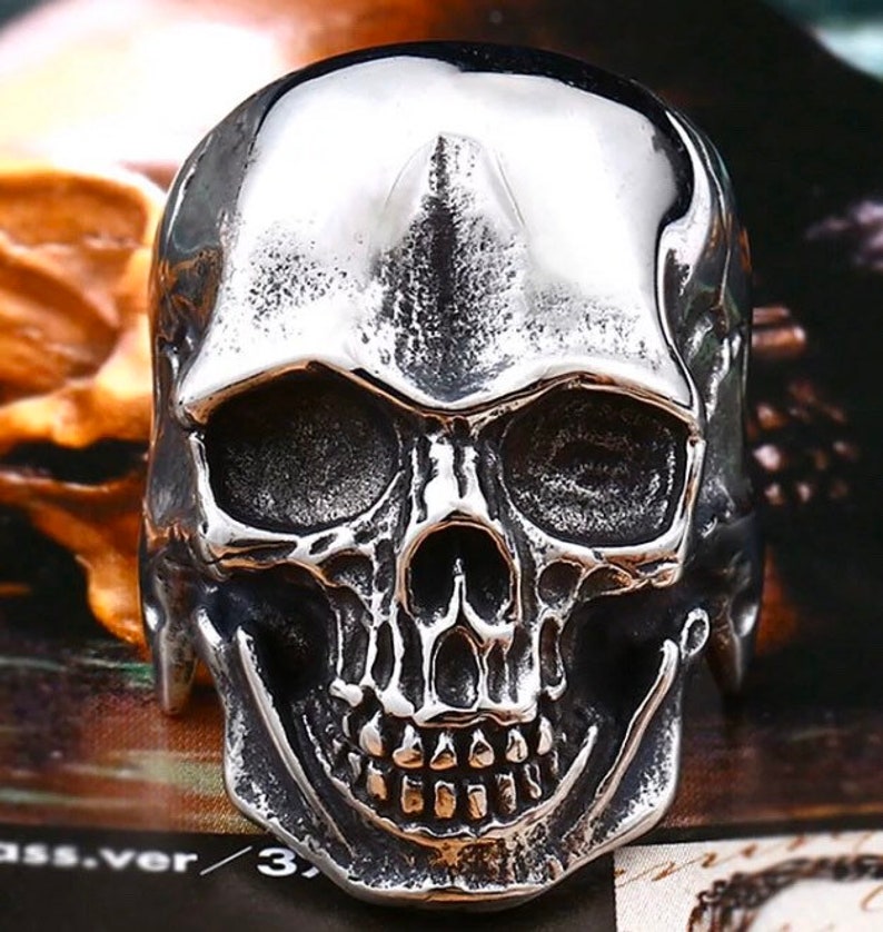 Stainless Steel Skull Ring - Etsy
