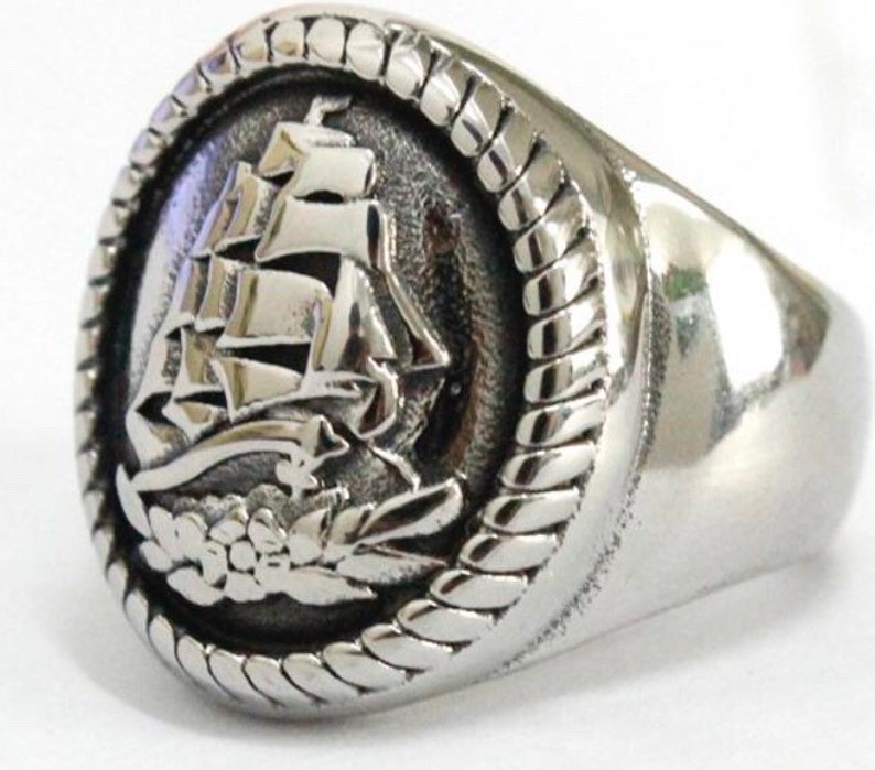 Stainless Steel Clipper Ship Ring - Etsy