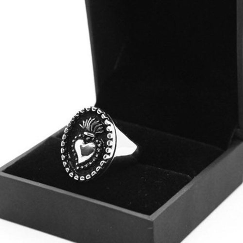 Stainless Steel Sacred Heart Ring - Etsy