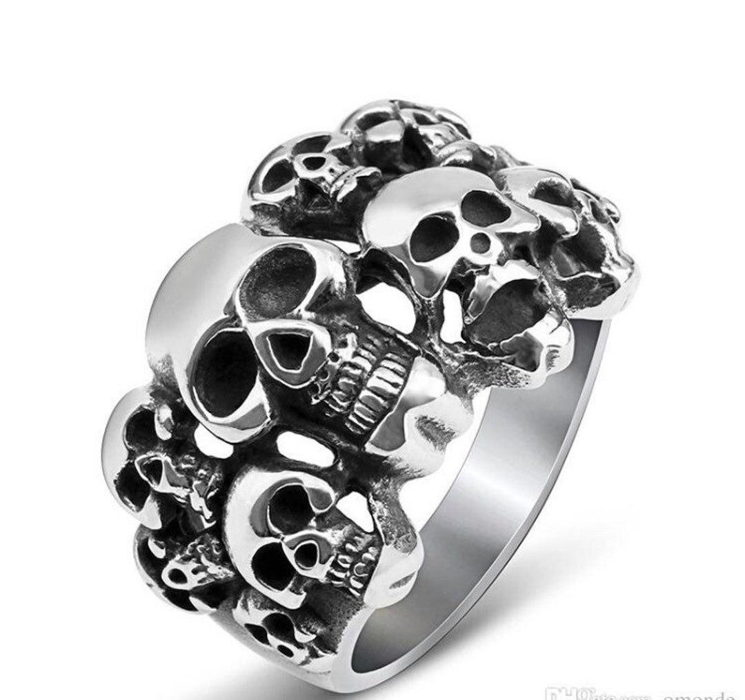 Stainless Steel Skull Ring - Etsy