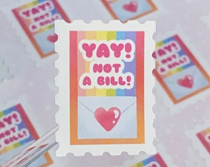 Yay Not a Bill Happy Mail Postage Stamp-shaped for Invites Pen Pals ...