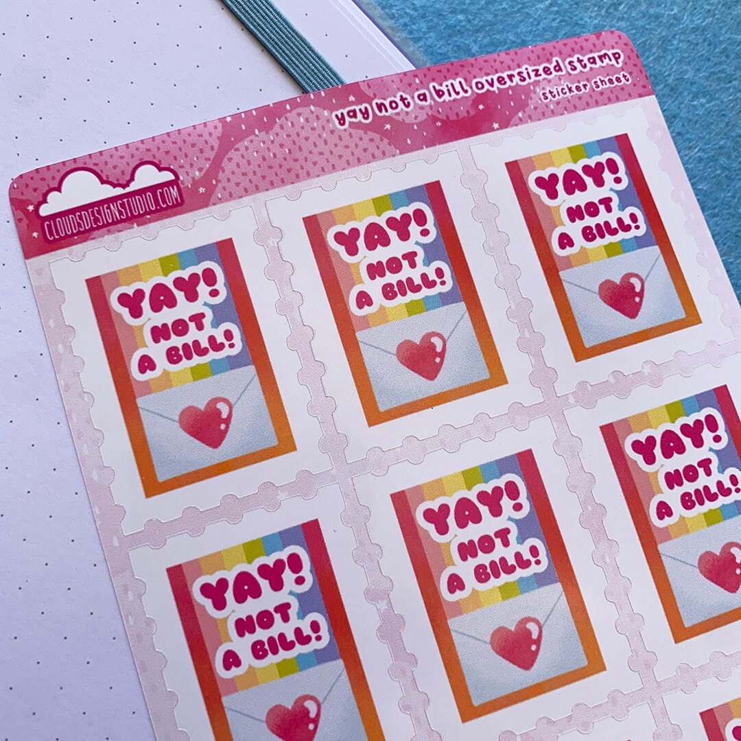 Yay Not a Bill Happy Mail Oversized Postage Stamp-shaped for Invites ...